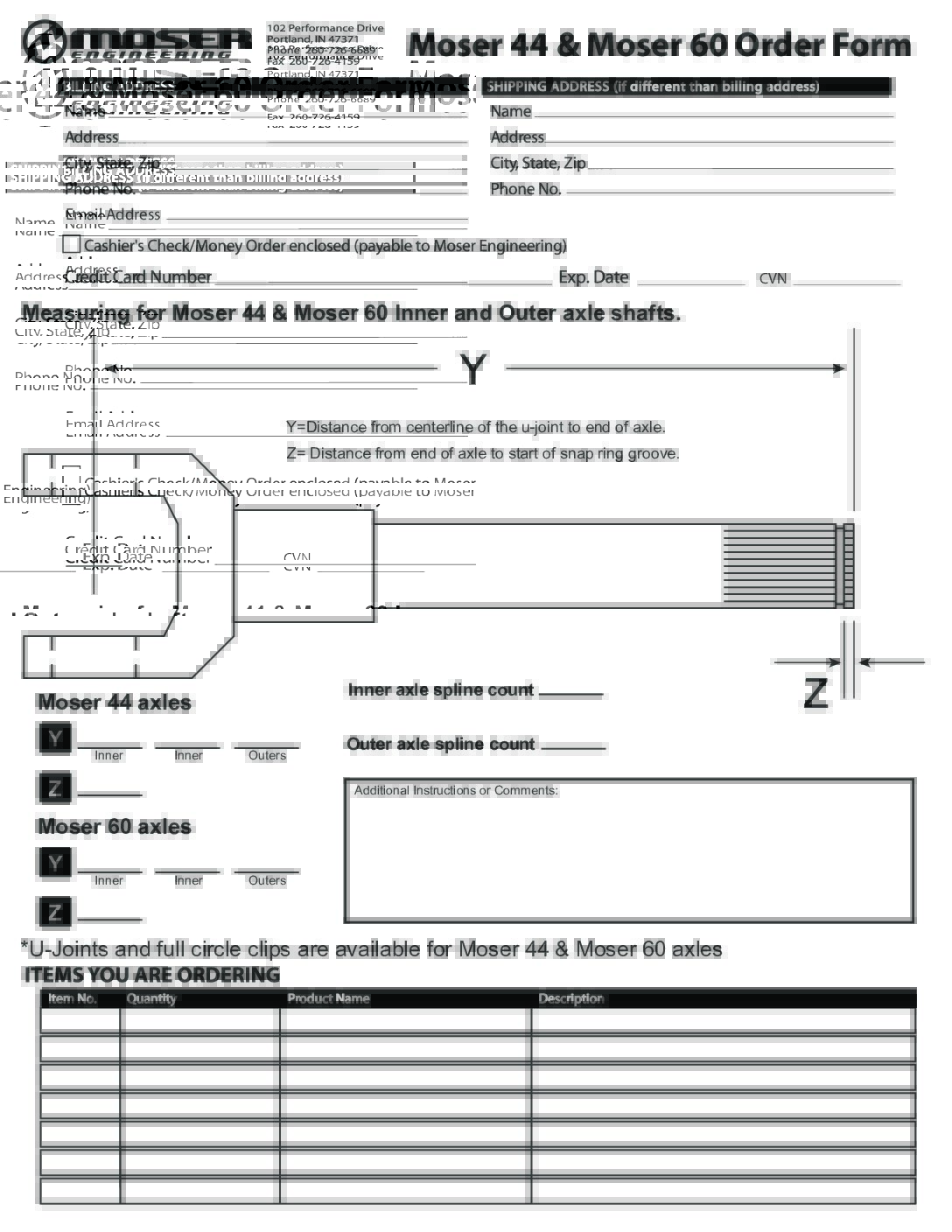 Order Forms & Instructions - Moser Engineering