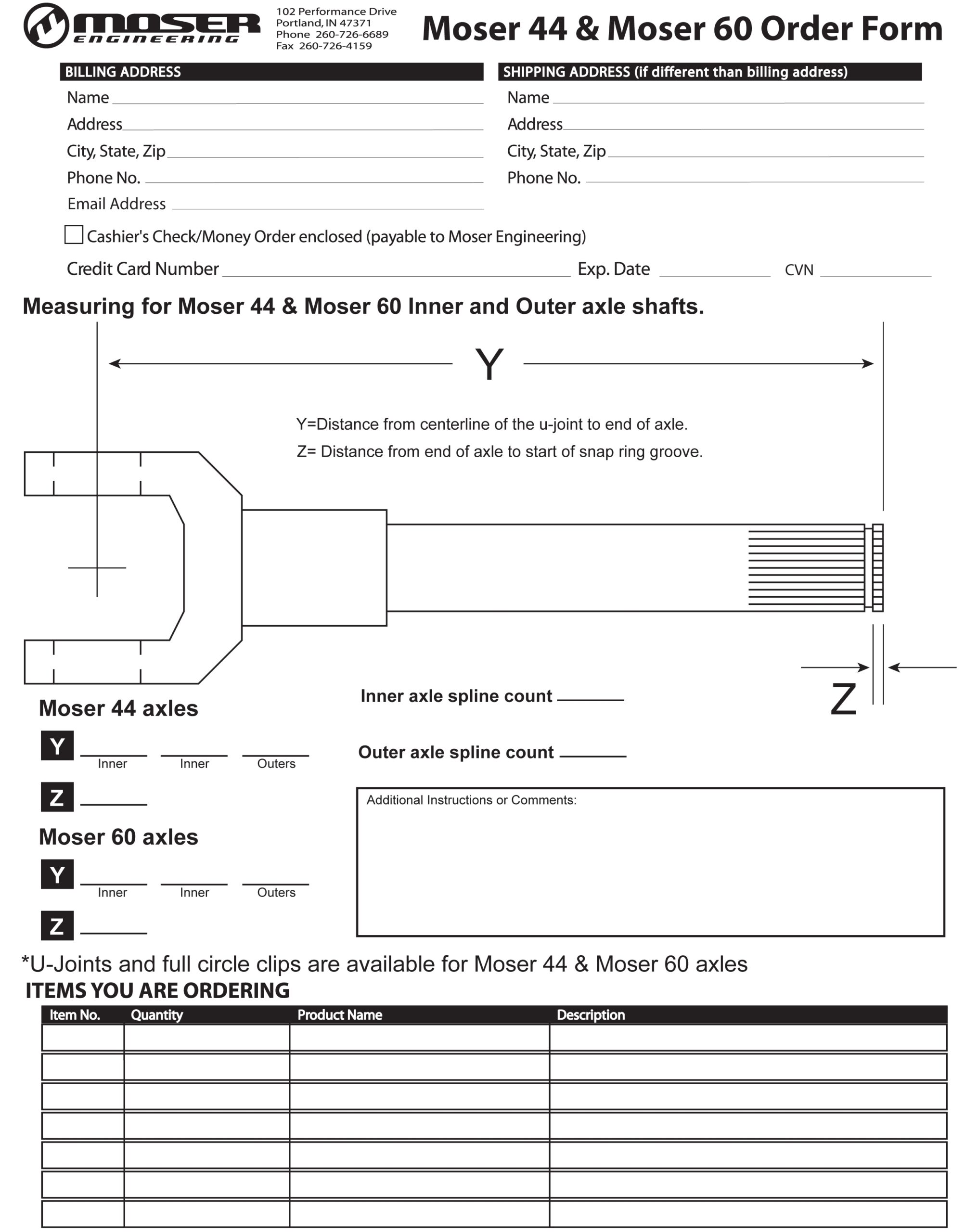 D60-CST-IN - MOSER MAX DANA 60 CUSTOM INNER AXLE SHAFT - Moser Engineering