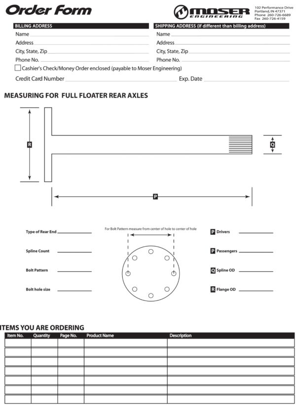 Truck Full Floater Custom Alloy Axles - Moser Engineering